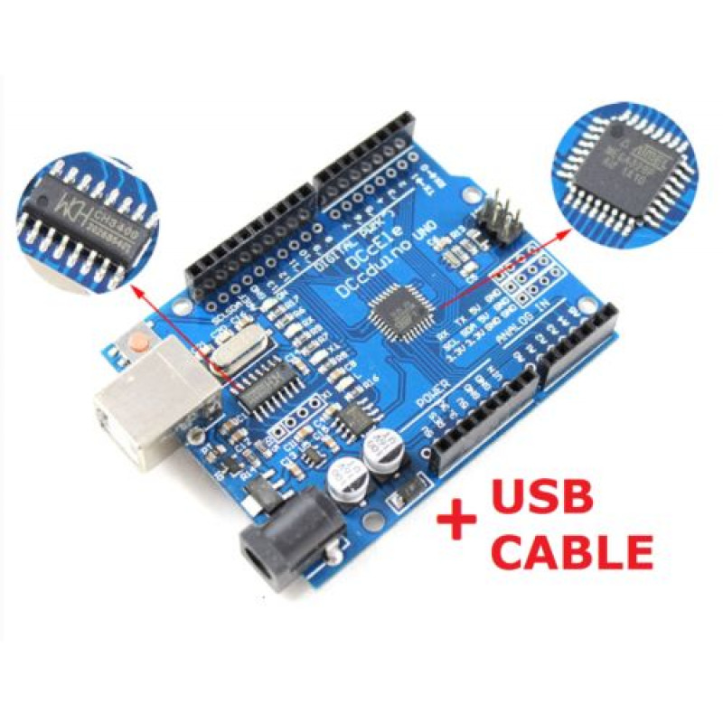 Arduino Uno R3 Compatible Board Atmega328p Ch340g Usb Cable